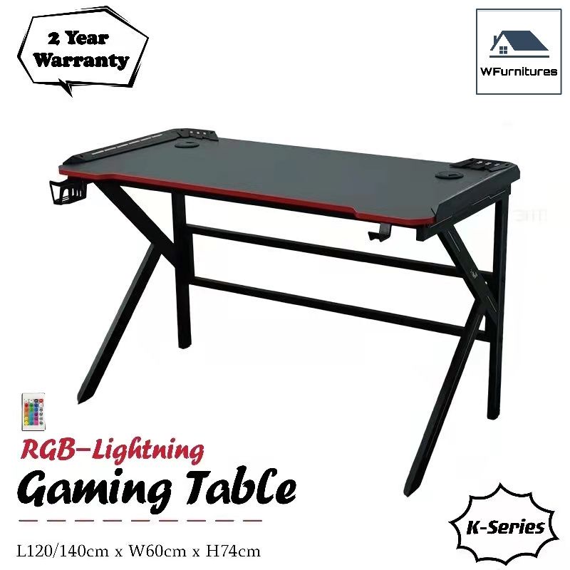 K-Type Carbon Fiber Gaming Table Gaming Desk With Full Metal Leg & RGB ...