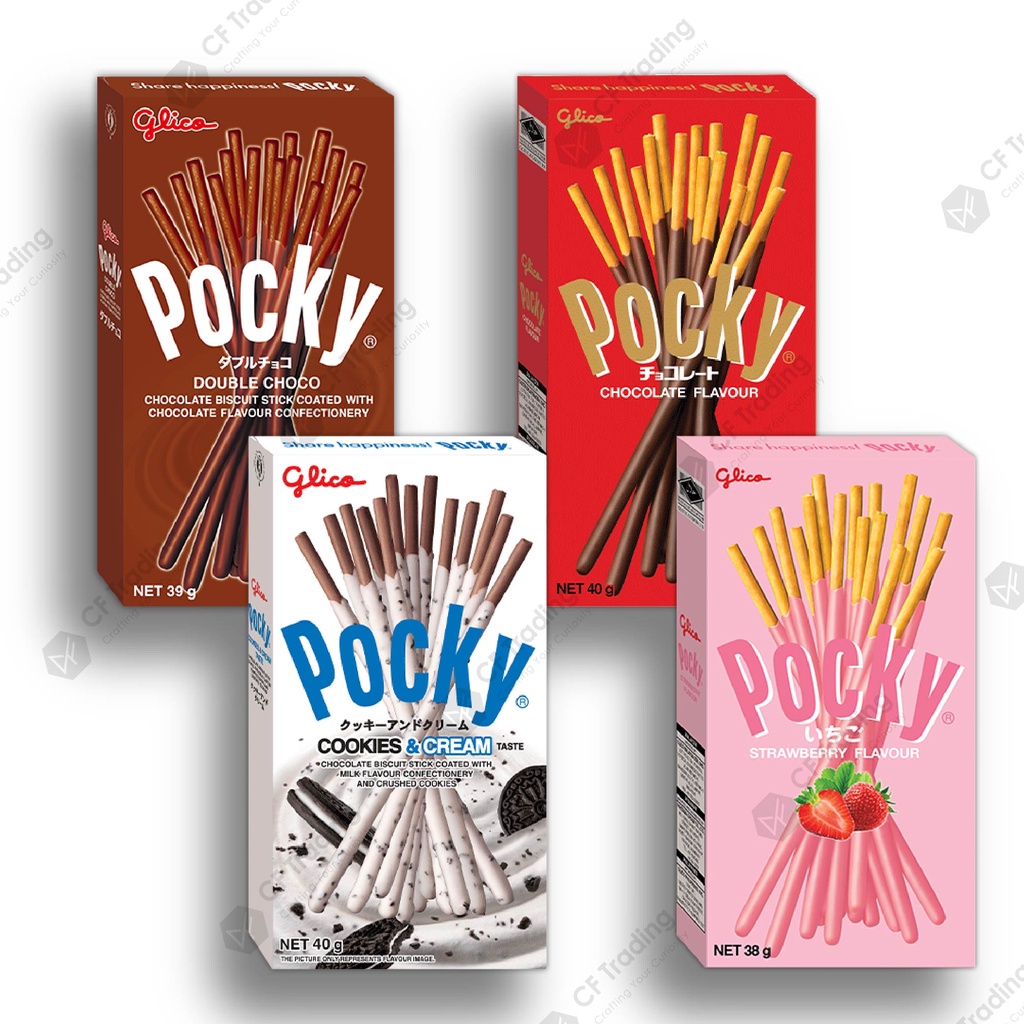 Glico Pocky Biscuit Stick - Double Choco 39g / Strawberry 38g ...