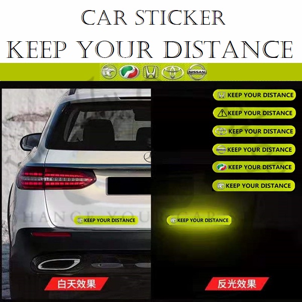 Ideally Car stickers Keep Your Distance between cars warning reflective ...