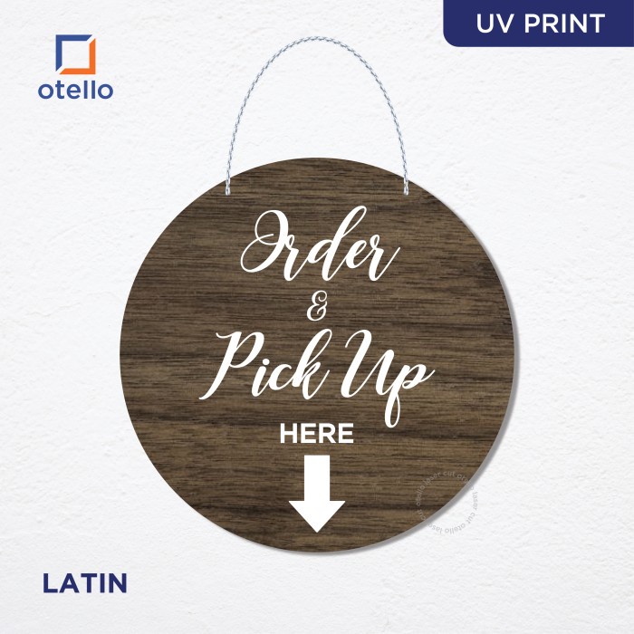 KAYU Order & Pick Up Here Sign Board Wooden Signage Hanging Chain ...