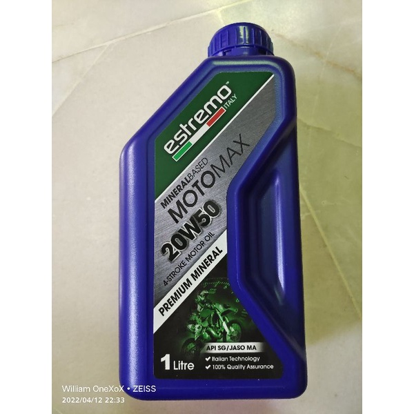 ESTREMO MOTOMAX 20W50-ENGINE OIL CARE/Minyak enjin motor TERBAIK dan ...