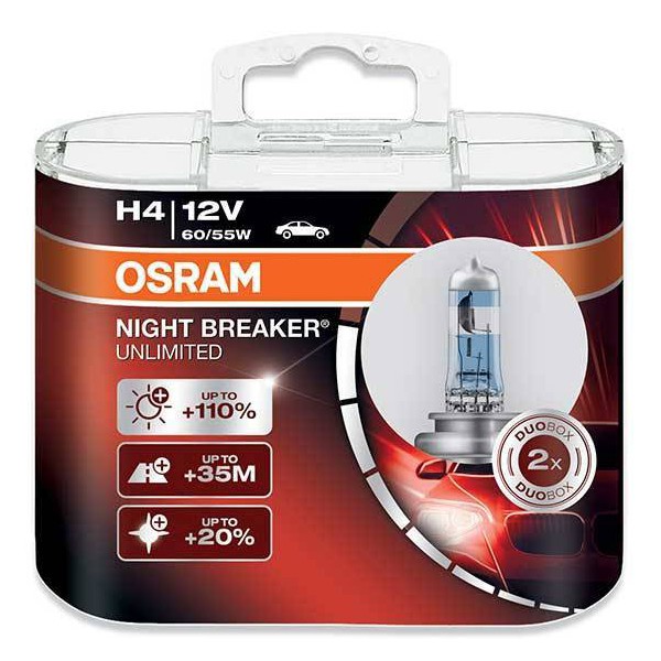 OSRAM BILUX H4 12V 60/55W P43t 64193NBU Night Breaker Unlimited ...