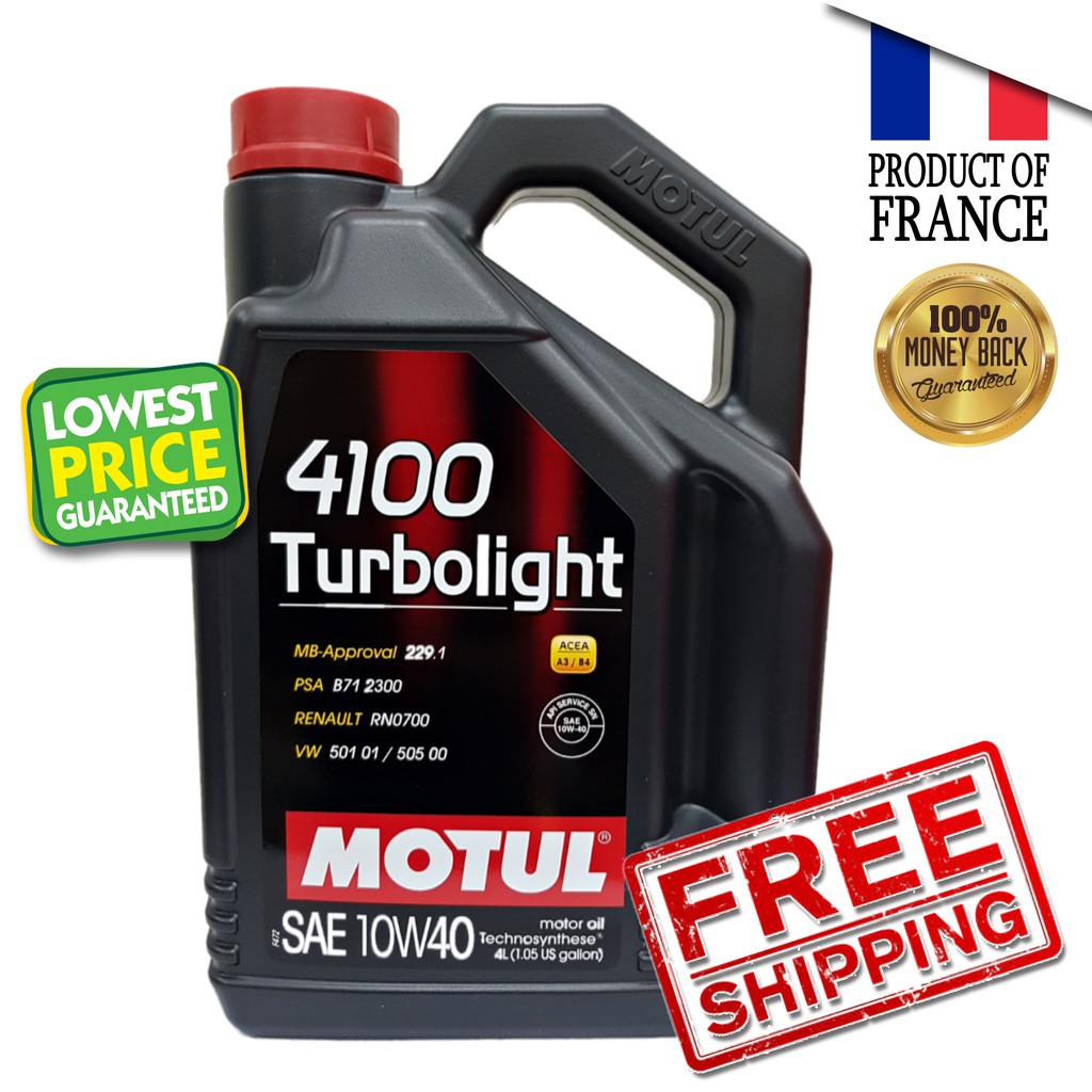 Motul 4100 TURBOLIGHT 10W-40 (4L or 5L) Semi Synthetic Engine Oil 10W40 ...