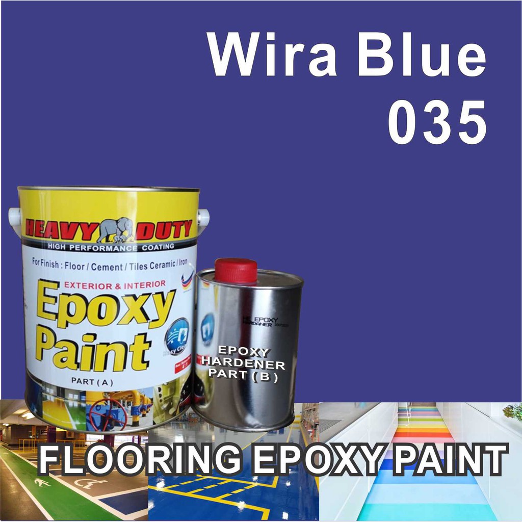 WIRA BLUE 035 ( 1L ) HEAVY DUTY EPOXY FLOOR PAINT ( WATERPROOF COATIANG ...