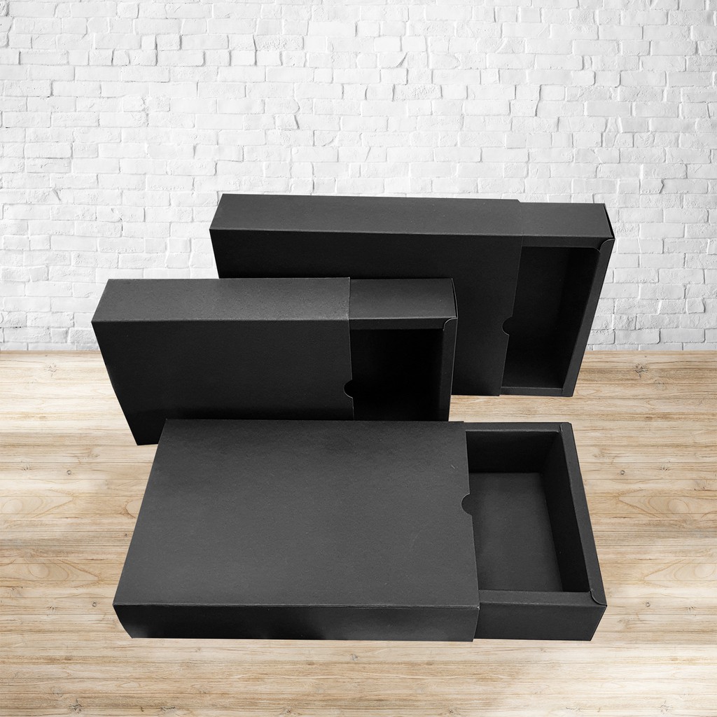 Slide out tray black box | Black Gift box | Black Kraft Box | Recycle ...