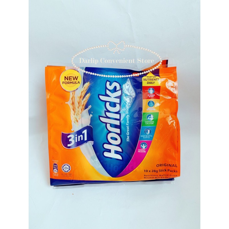 Horlicks 3in1 Sachets pack Original powdered malt beverage 10x28g ...