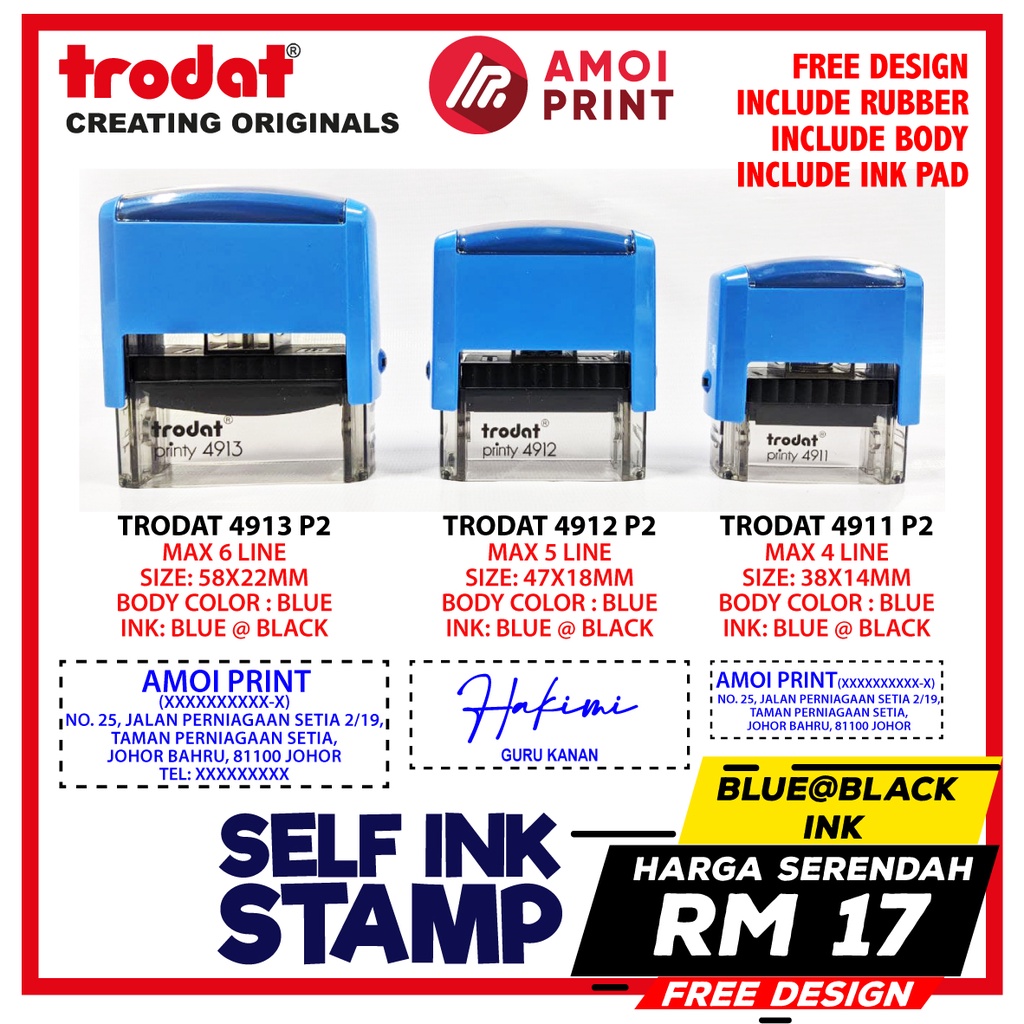 { FREE DESIGN } ORIGINAL TRODAT COP / SELF INK STAMP / RUBBER STAMP ...