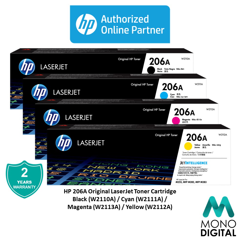 HP 206A Black/ Cyan/ Magenta/ Yellow Original Laser Toner Cartridge ...