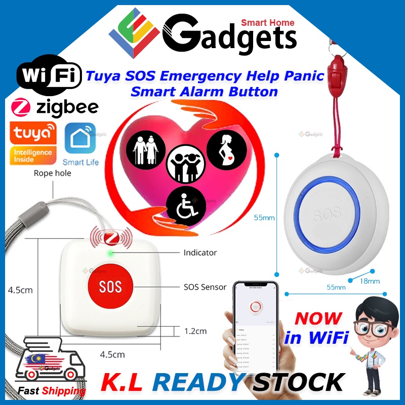 Tuya SOS Emergency Wireless Alarm Help Elderly Pregnant Children Panic Smart Button WiFi ZigBee ...