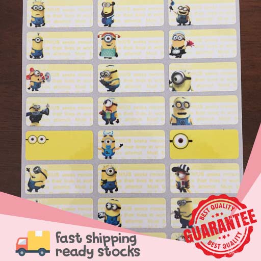 Minions Sticker Name / Book Sticker / Cartoon Sticker / Waterproof ...