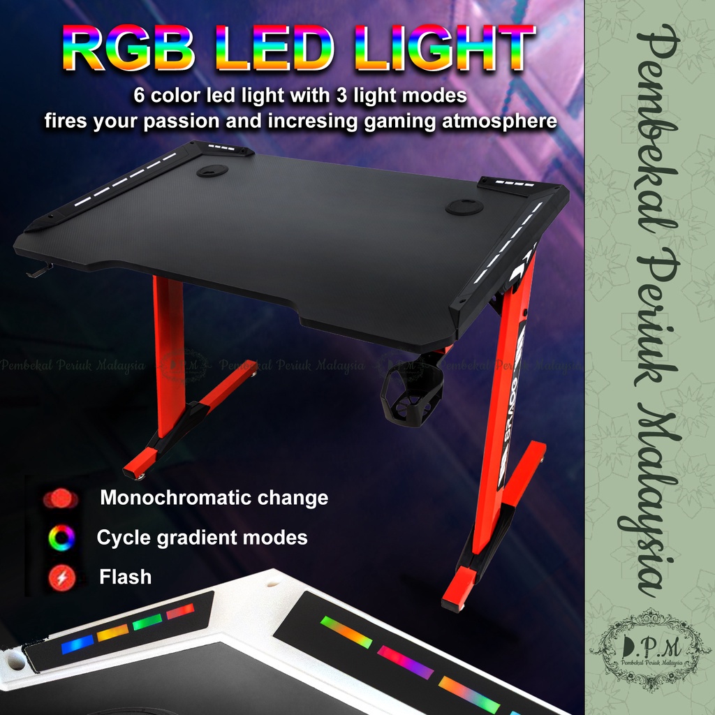 Gaming Table With RGB LED Light / Meja Gaming | Shopee Malaysia