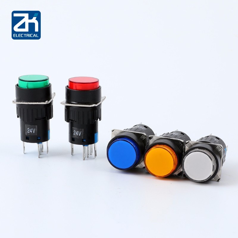 20pcs 16mm 5-pin 5v 12v 24v 220v Led Push Button Switch Lamp Momentary ...