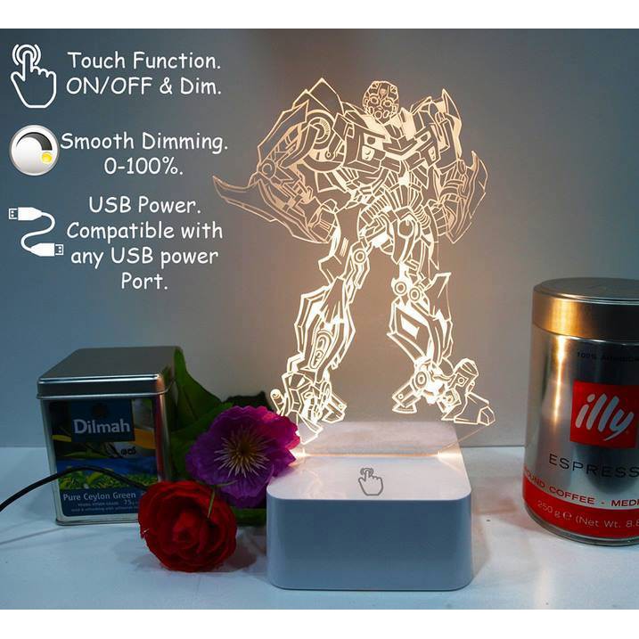 3D Optical Illusion of 2D Lamps - Bumblebee Gift Present Table | Shopee ...