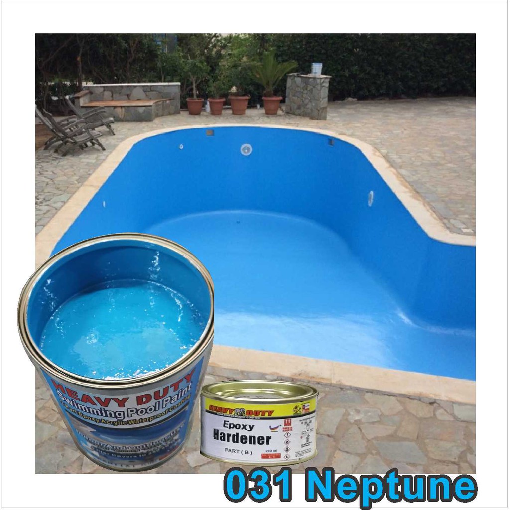 031 BLUE ( 1L ) SWIMMING POOL PAINT 2 PART EPOXY ACRYLIC WATERPROOF ...