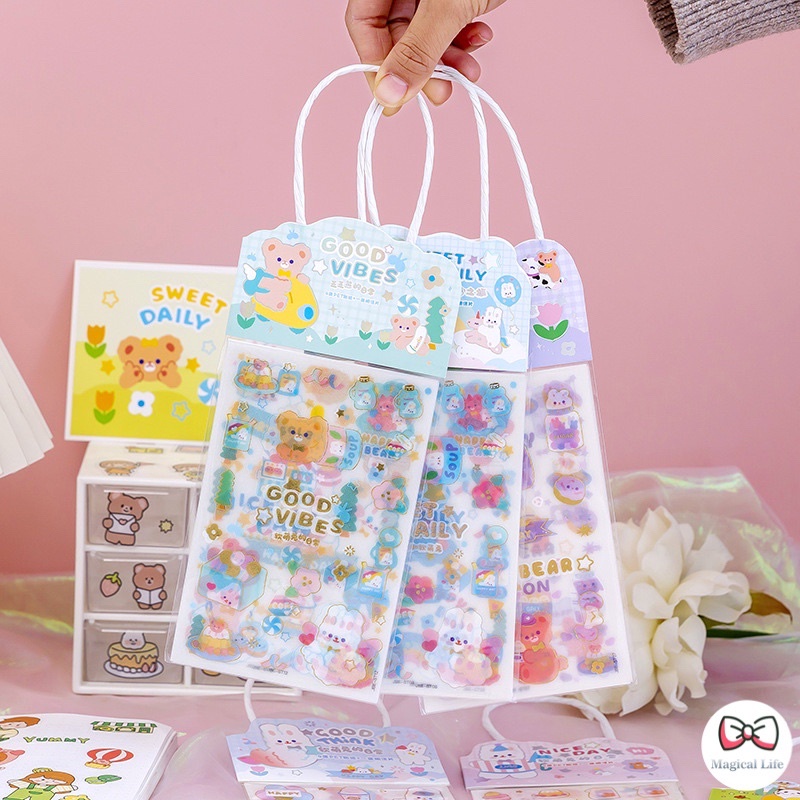 Handbag Cute Sticker Girl Bear Bunny Sticker Set | Shopee Malaysia
