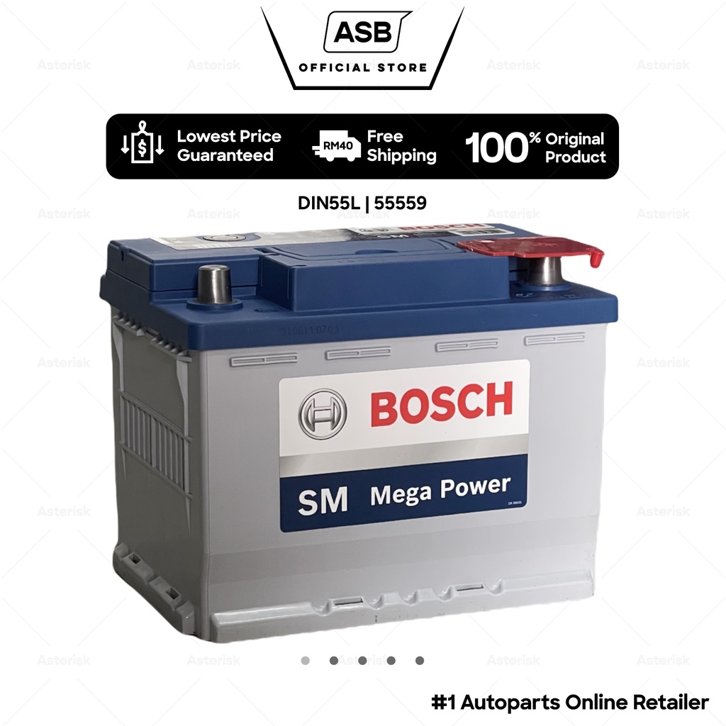 BOSCH DIN55L (MF) - 55AH - Car Battery - VW Polo, Golf HYUNDAI Accent ...