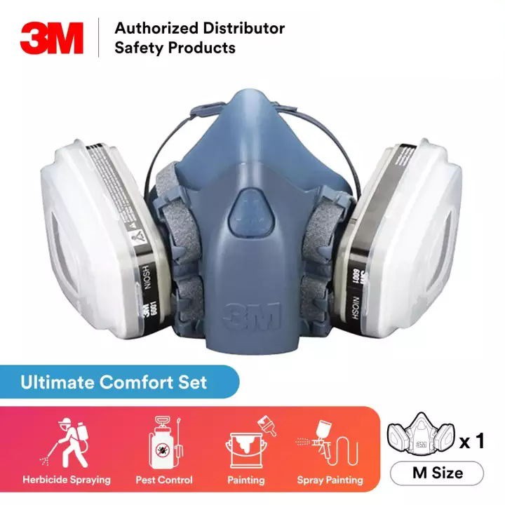3M 7502 Full Set Reusable Half Facepiece Silicone Respirator Mask Medium Size | Shopee Malaysia