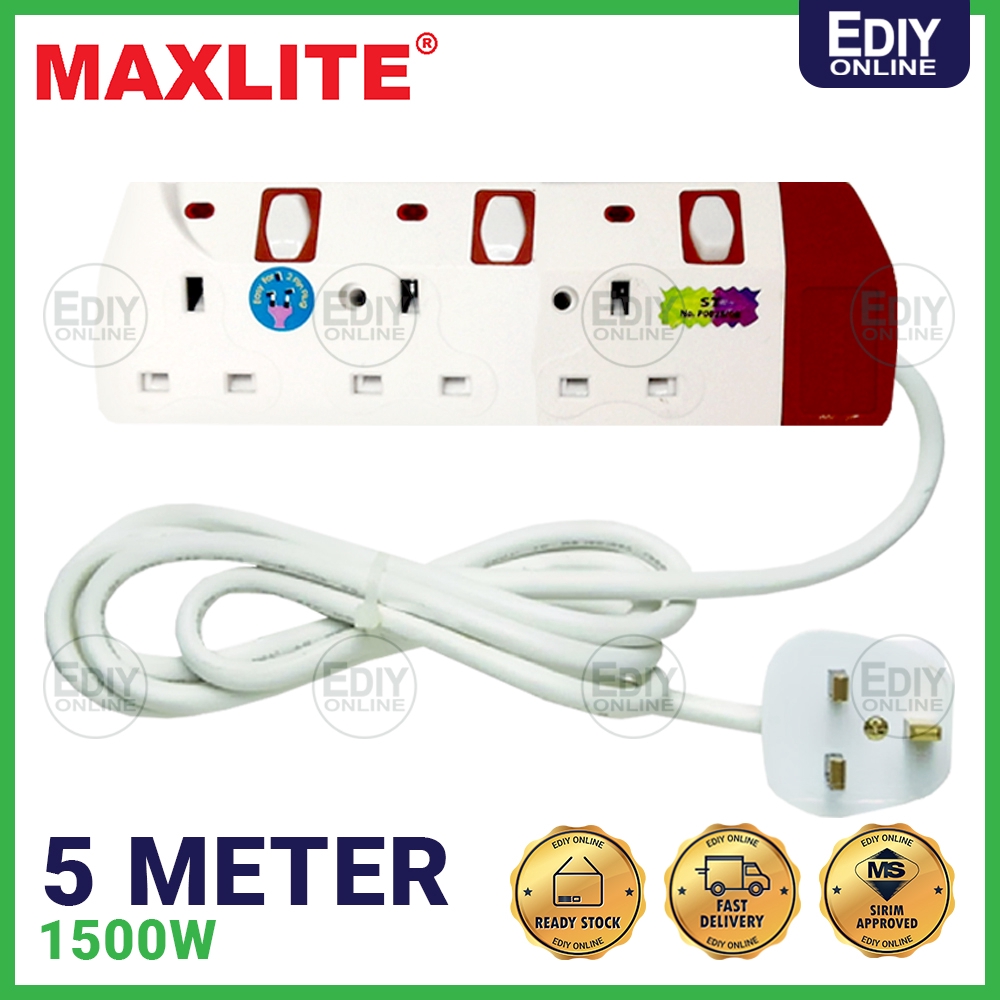 SIRIM 3 Gang ( 5 Meter ) Trailing Socket Extension Extention Plug ...