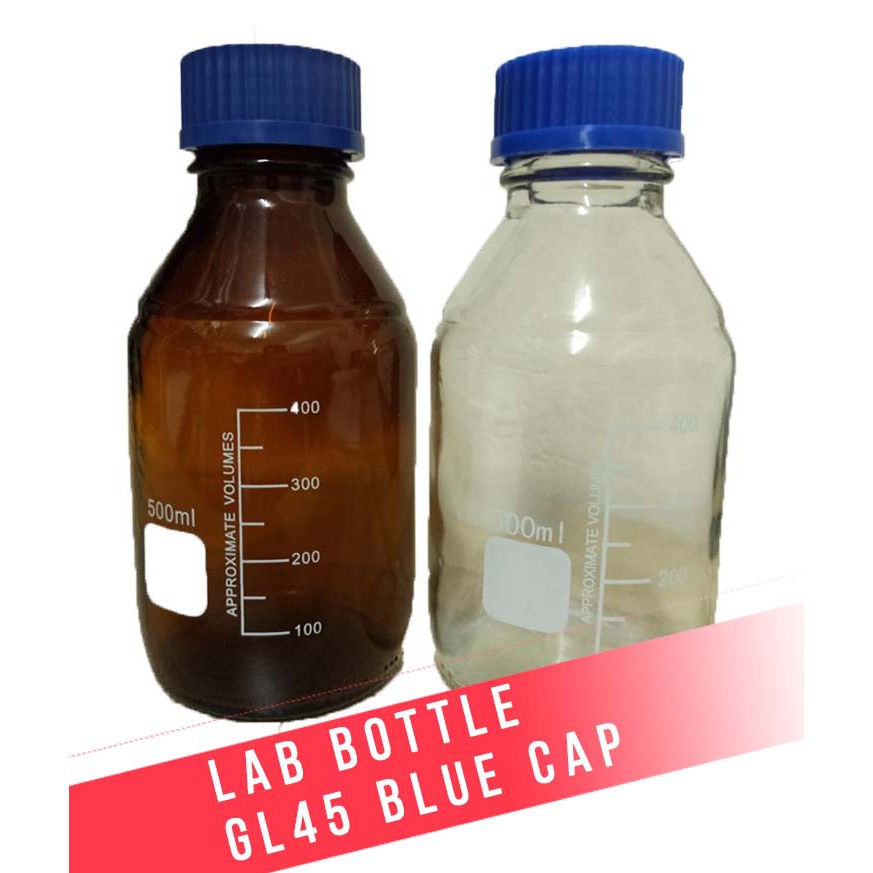 Lab Bottle With GL45 Blue Cap (1000mL, 500mL, 250mL & 100mL) | Ready ...