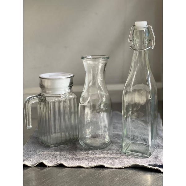 Daiso Bekas Minuman Kaca / Exquisite Glass Containers 500ml | Shopee ...