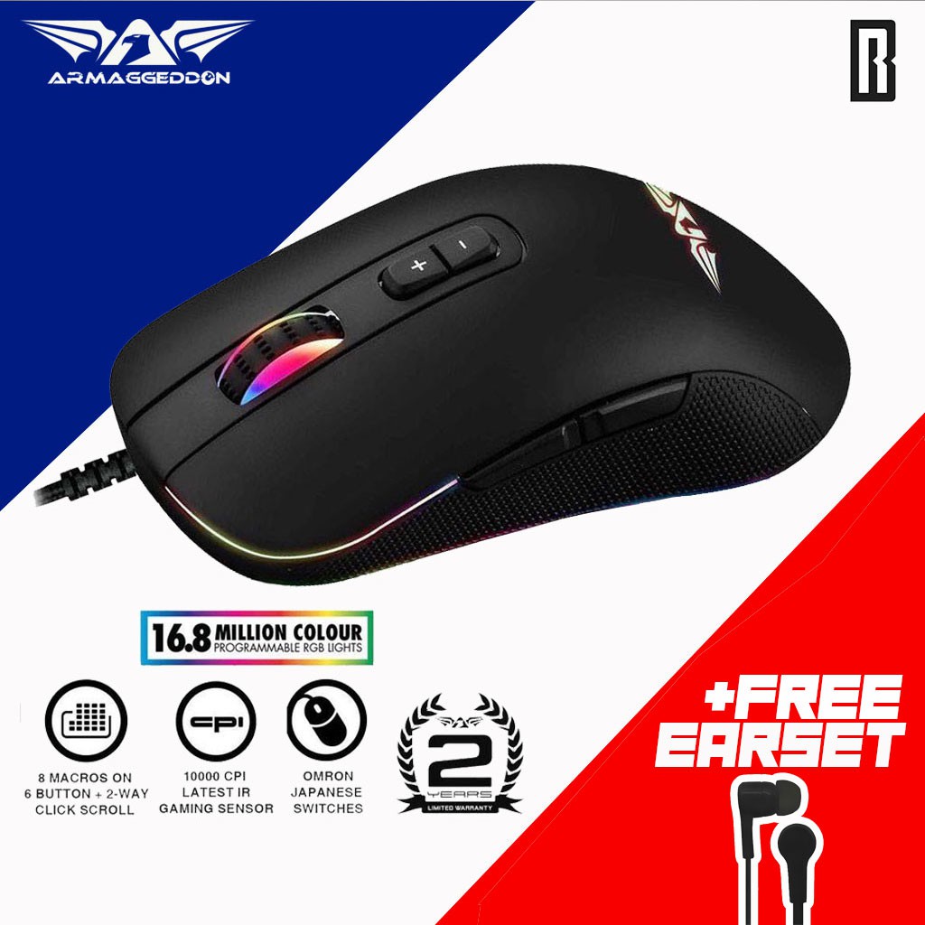 Armaggeddon Falcon III RGB Gaming Mouse 6 Buttons (10000 CPI) Free ...