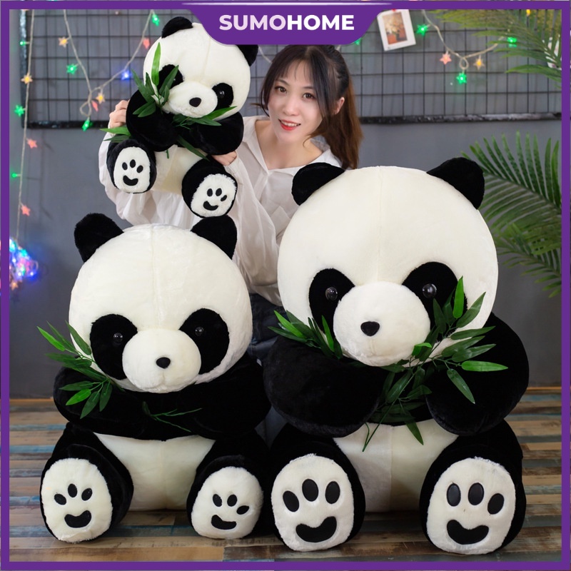 30cm/40cm/50cm Baby Panda Black White Bamboo Leaf Panda Doll Panda ...