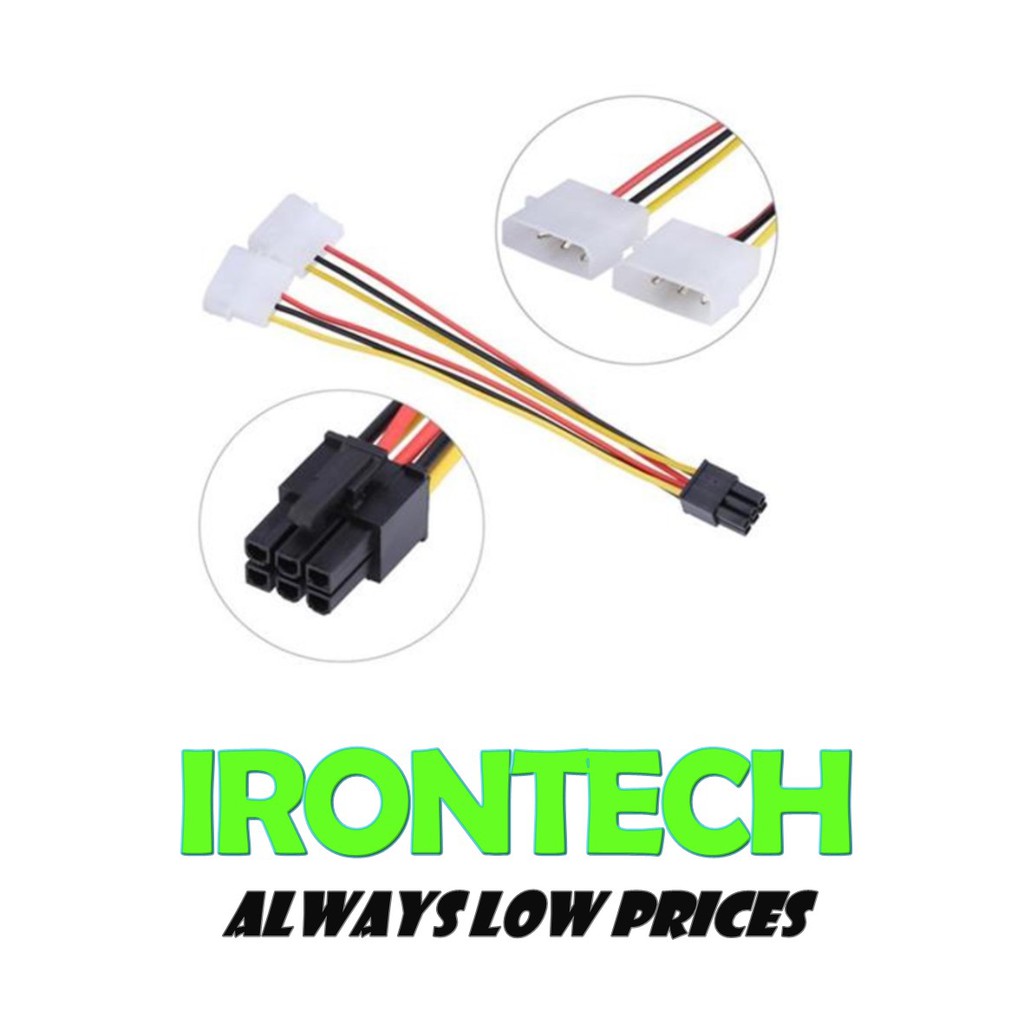 Dual 4Pin Molex IDE Male to 6Pin Female PCI-E Power Cable | Shopee Malaysia