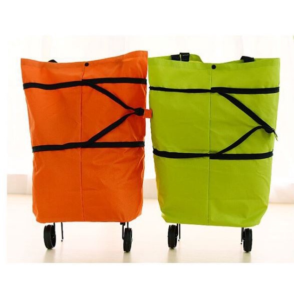 Foldable Shopping Trolley Nylon Bag Storage Wheels Household Folding ...