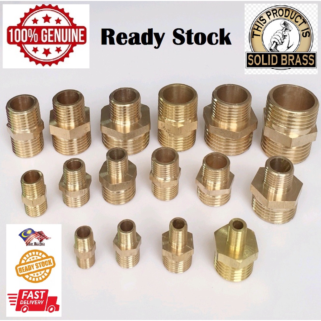 1/8" 1/4" 3/8" 1/2" 3/4" 1" BSPT Male Thread Brass Pipe Equal Reducing ...