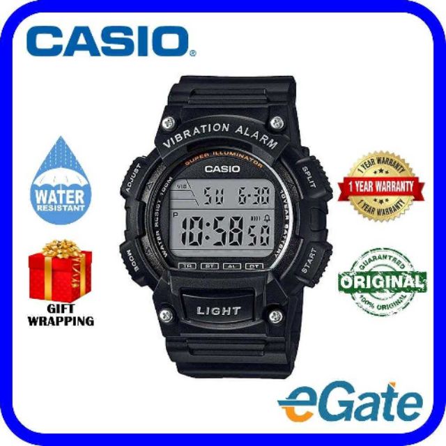 Casio W-736H-1AV Men Digital Vibration Alarm Black Resin Strap Sporty ...
