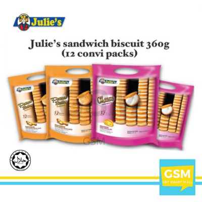 Julie's Sandwich Biscuit -> 12 convi packs (Peanut butter 360g / Cheese 330g) | Shopee Malaysia