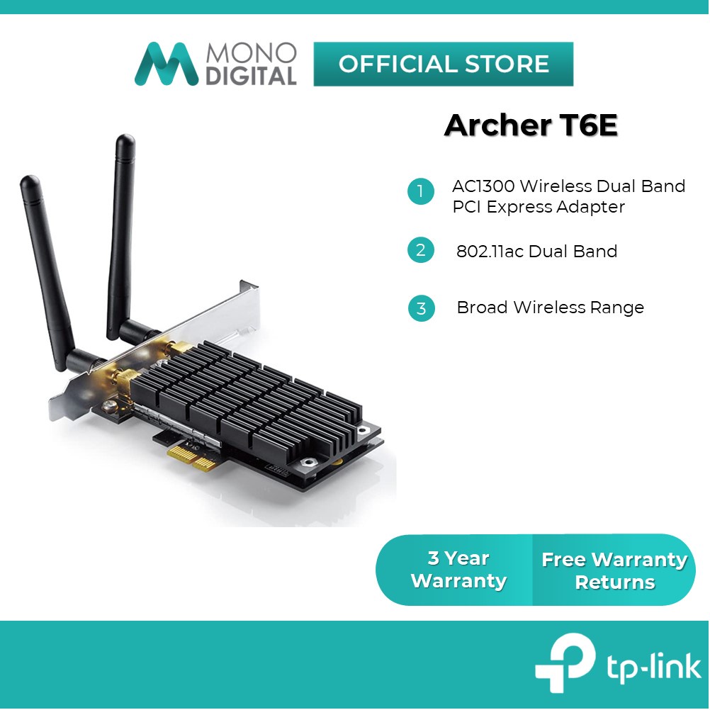 TP-Link Archer T6E AC1300 Wireless Dual Band PCI-E Express Adapter ...