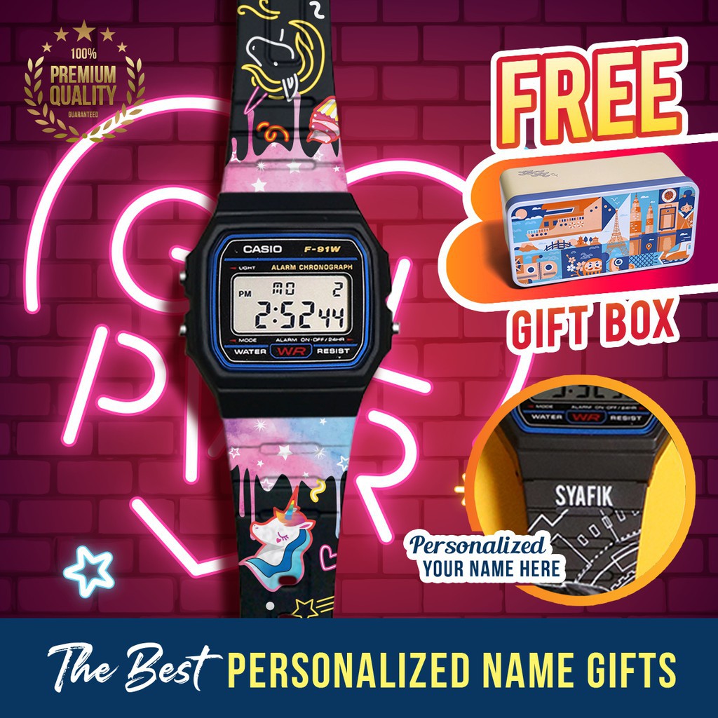 ⭐jam tangan budak Girl Power Jam Tangan budak F-91W Custom Design Kids ...