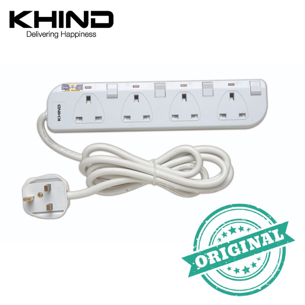 Khind 4 Gang Trailling Socket Extension Cord - White LN8134W | Shopee ...