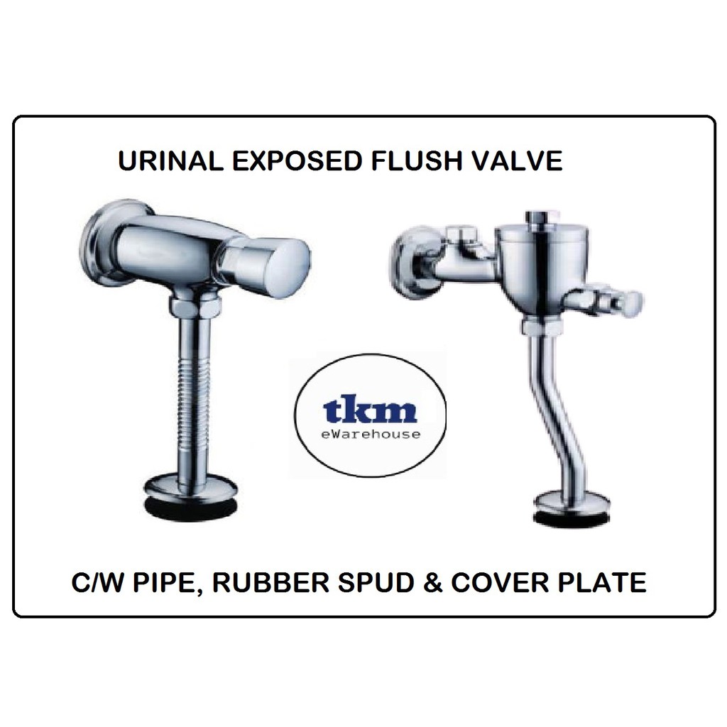 URINAL EXPOSED FLUSH VALVE G 1/2 THRAEDED (C/W STRAIGHT PIPE & RUBBER ...