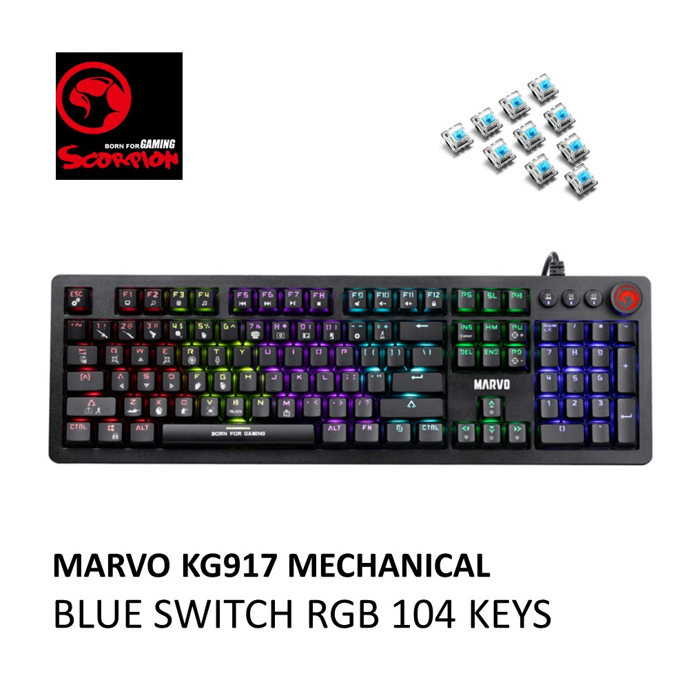 MARVO KG917 SCORPION MECHANICAL GAMING KEYBOARD RGB BACKLIGHT BLUE ...