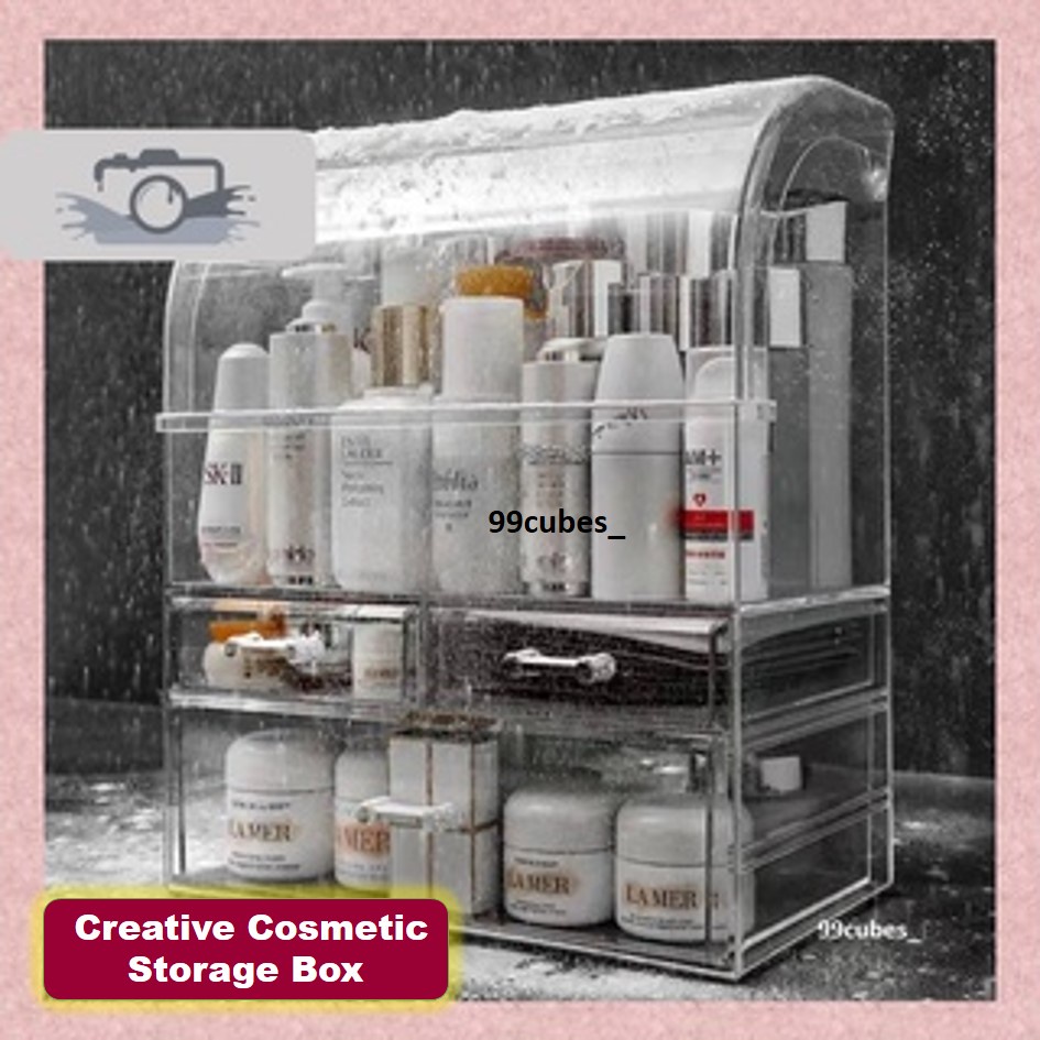 Make Up Storage Box Acrylic Box Flip Up Large Capacity Transparent Cosmetic Box 防尘整理透明收纳盒大亚克力置物盒 ...