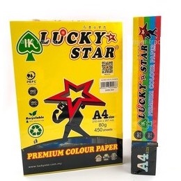 LUCKY STAR A4 PREMIUM COLOUR PAPER 80g 450pcs (MIX LIGHT /DARK COLOUR ...