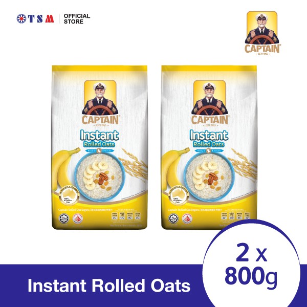 CAPTAIN OATS FP - INSTANT ROLLED OATS 800G X 2 PACKS | Shopee Malaysia