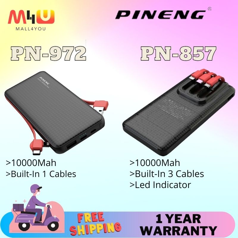 Pineng PN-972/ PN-857 Ultra Slim Design Power Bank 10000Mah | Shopee ...