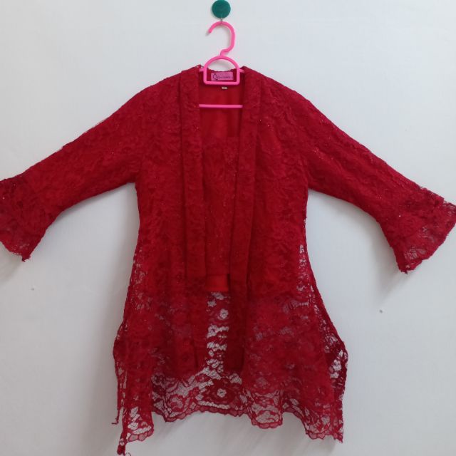 KEBAYA MERAH / RED LACE KEBAYA [PRELOVED ITEM] | Shopee Malaysia