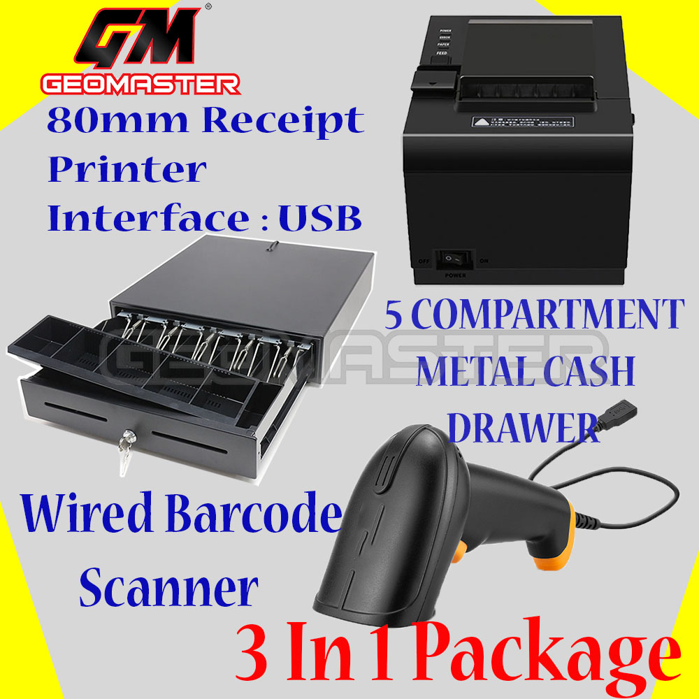 GEOMASTER Thermal Receipt Printer 80mm With Drawer And Barcode Scanner ...