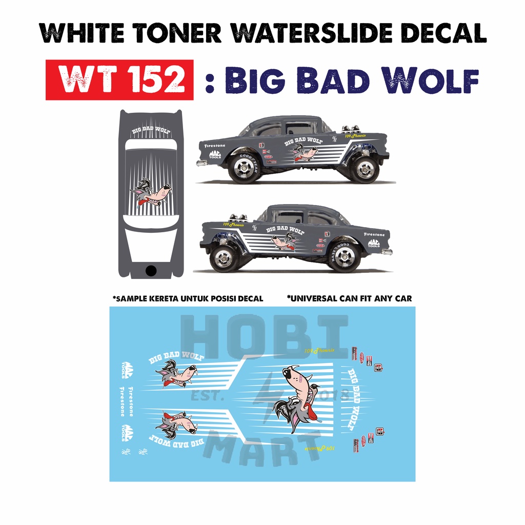 Big Bad Wolf Decals Hotwheels Tomica 1:64 diecast custom white toner ...