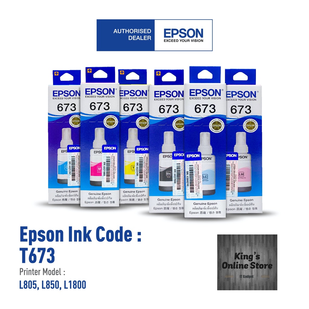 EPSON ORIGINAL T673 SERIES FOR PRINTER L800, L805, L810, L850,L1800 | Shopee Malaysia