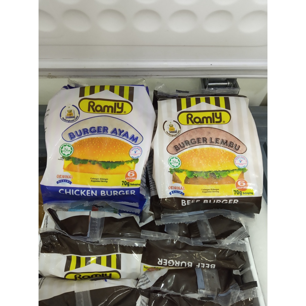 Ramly Burger Daging Lembu/Ayam 300gm (6x50g)/360gm (6x60g)/420gm (6x70g ...