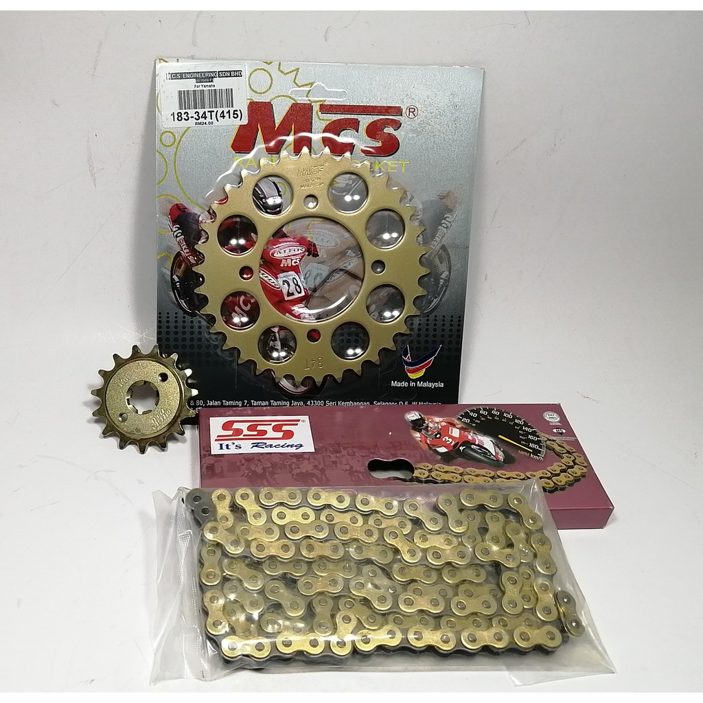 SSS 415 CHAIN & MCS 415 SPROCKET GOLD SET(RX-Z/Y125Z/LC135/SRL110 ...