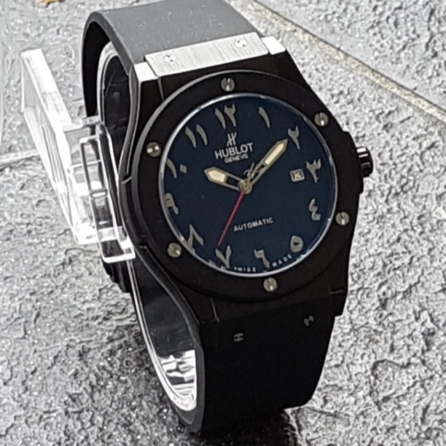 Quartz Arabic word watch metal case with rubber strap Jawi | Shopee ...