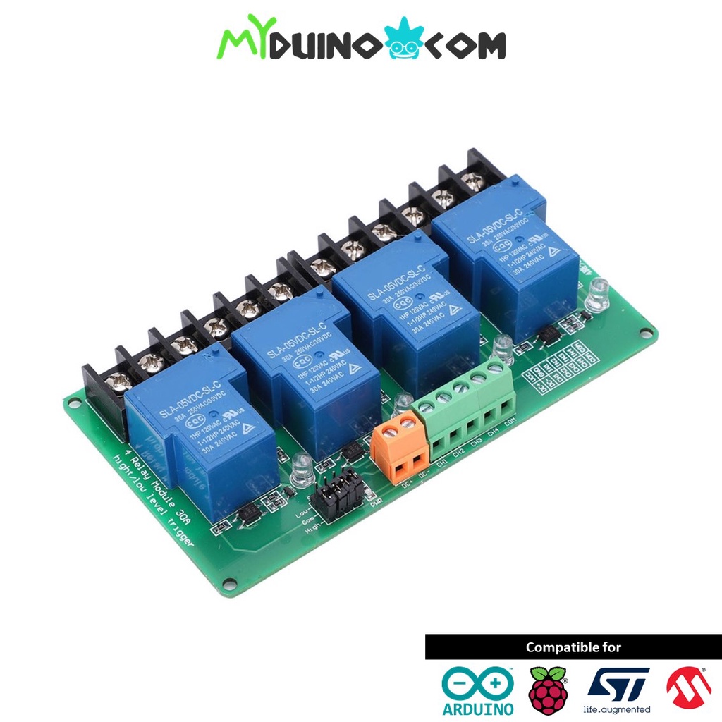 250VAC/30VDC 30A High Current 5VDC 4-Channel LOW/HIGH Level Trigger ...