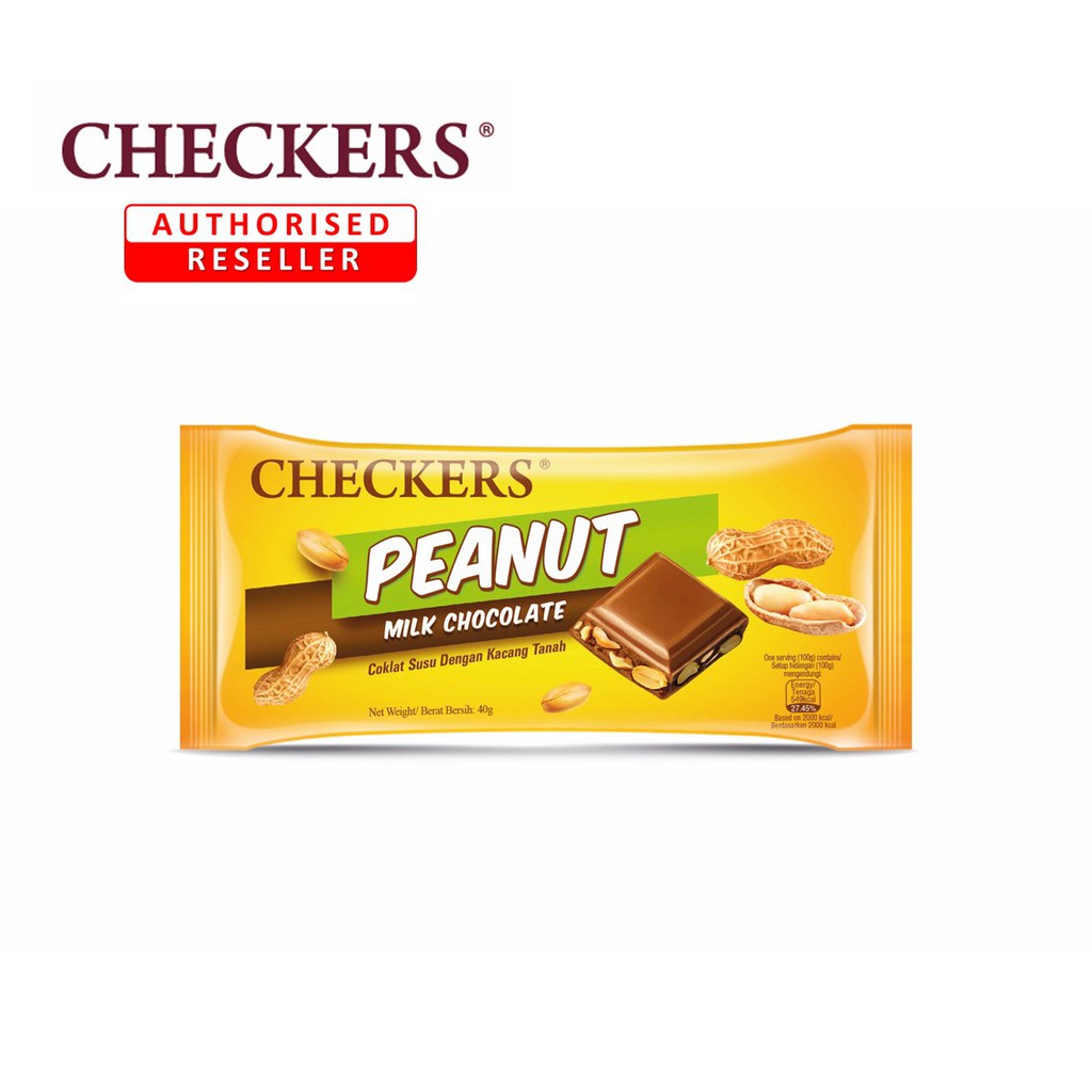Checkers Peanut Chocolate Bar 40g / Coklat Susu Dengan Kacang Tanah 40g ...