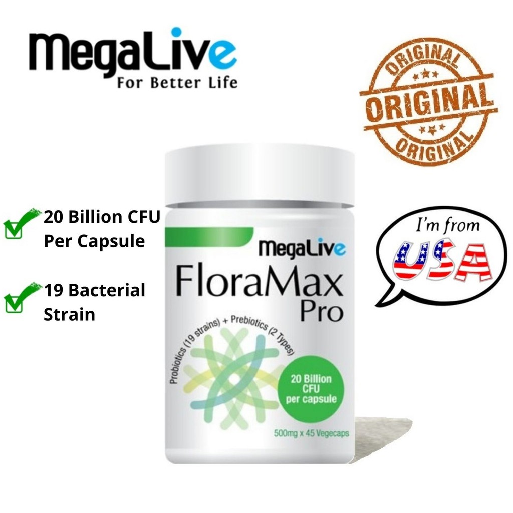 Megalive Floramax Pro with 19 Probiotics and 2 Prebiotics (VegeCap) 1 ...